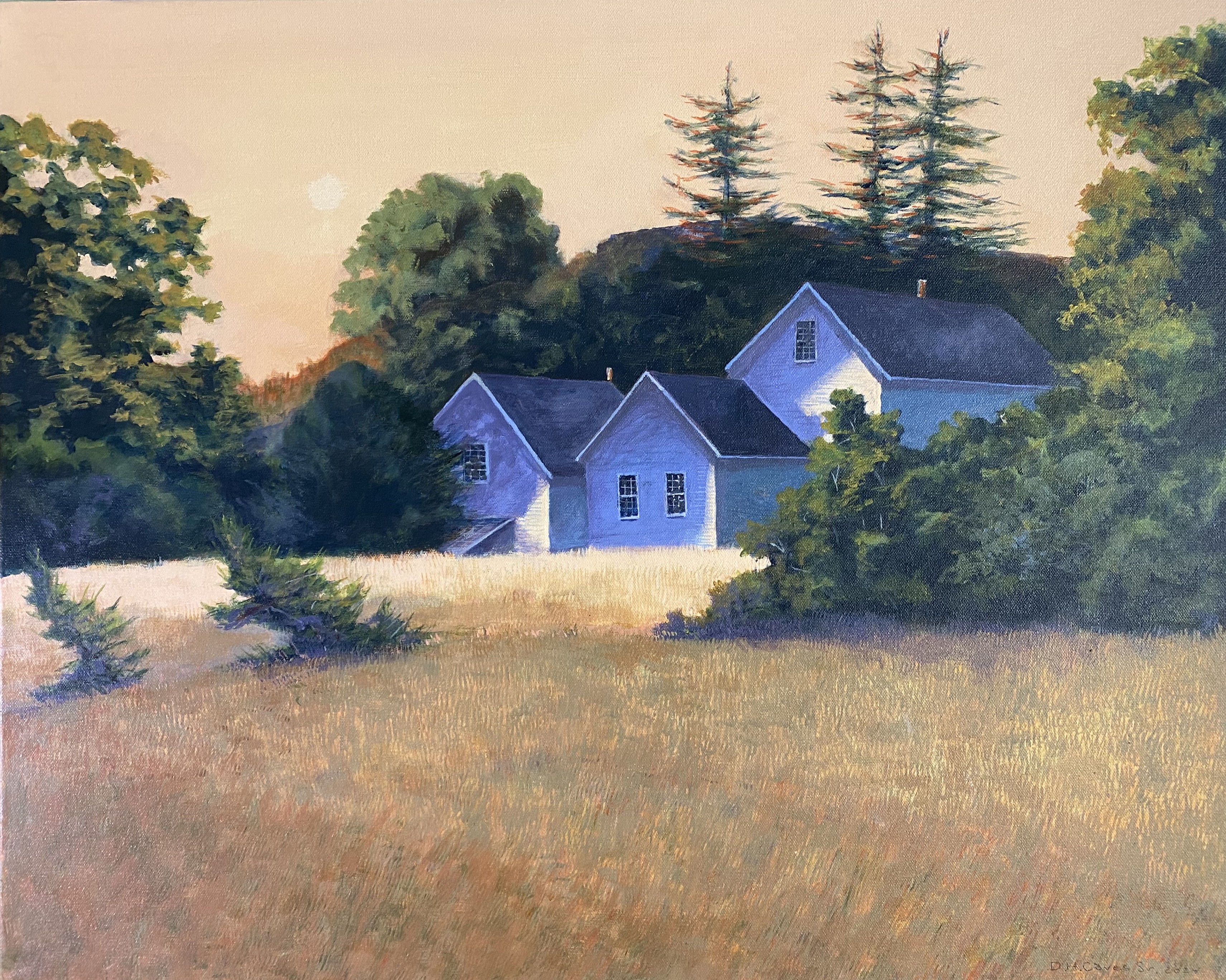 Houses in the Field at Dusk by Douglas H. Caves Sr. | ArtCloud