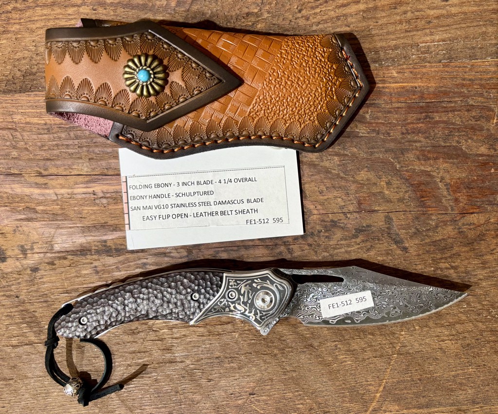 FE1-512 Ebony Folding Knife 3" blade by Brent Nilson | The Sportsman's ...