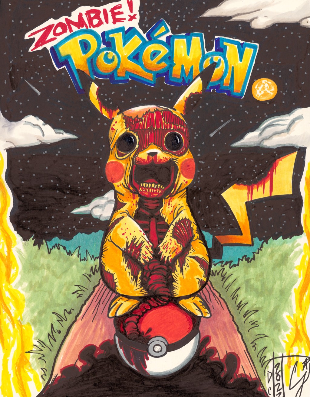 Zombie Pikachu Zeichnung