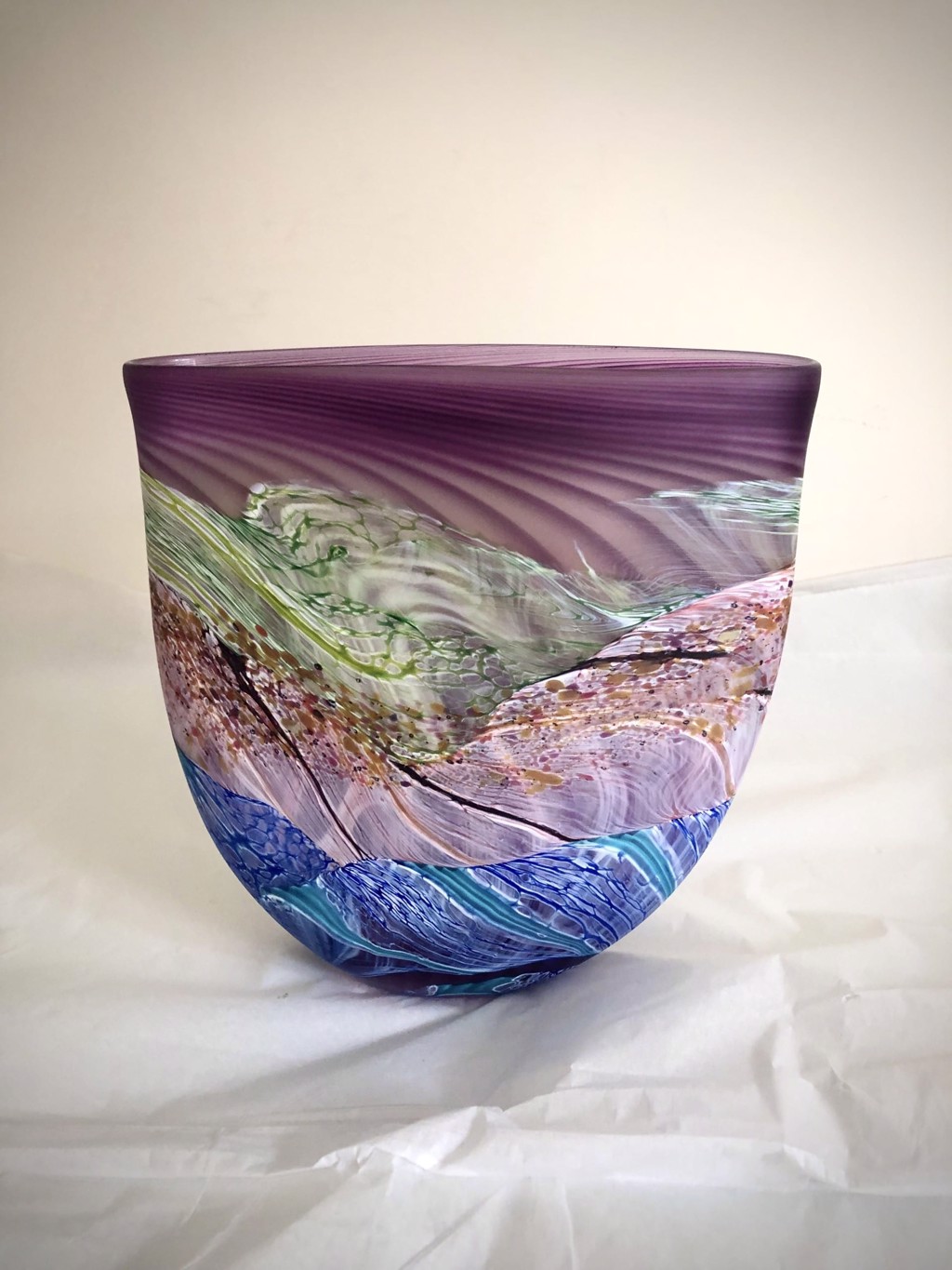 Amethyst - Medium Flat Vase by Thomas Petit | Contemporary Applied Arts