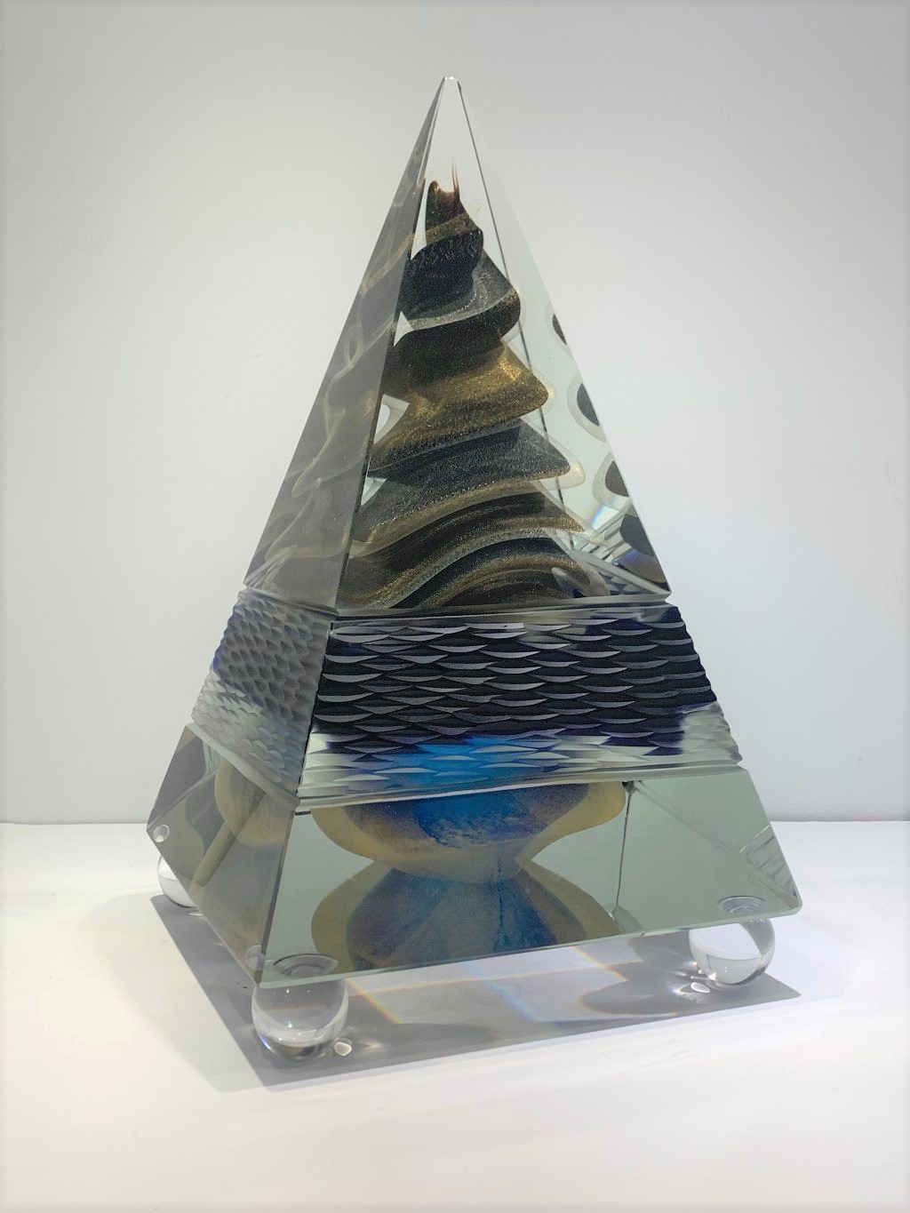 Dark Blue and Gold Pyramid by Davide Dona | Onessimo Fine Art