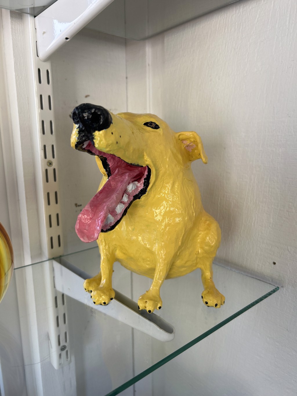Happy Yellow Dog Sculpture by Steve Wirtz | Synchronicity Art Gallery