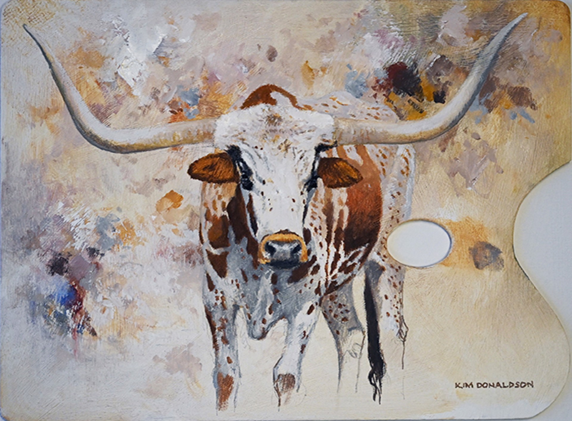 Longhorn Steer on Palette by Kim Donaldson | Kim Donaldson Art
