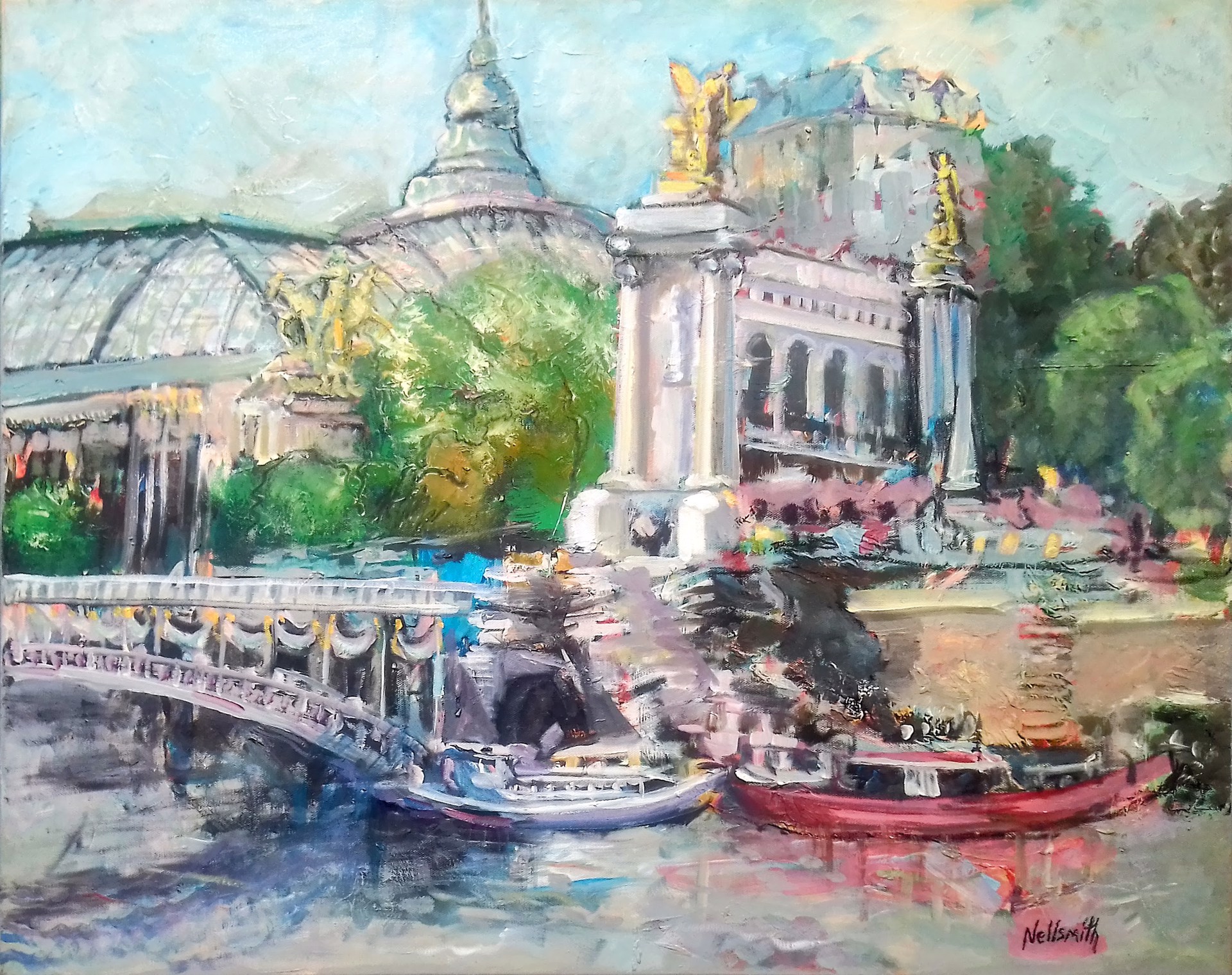 Grand Palais with Barges, Paris by Bruce Nellsmith | Dare/Sandpiper Gallery
