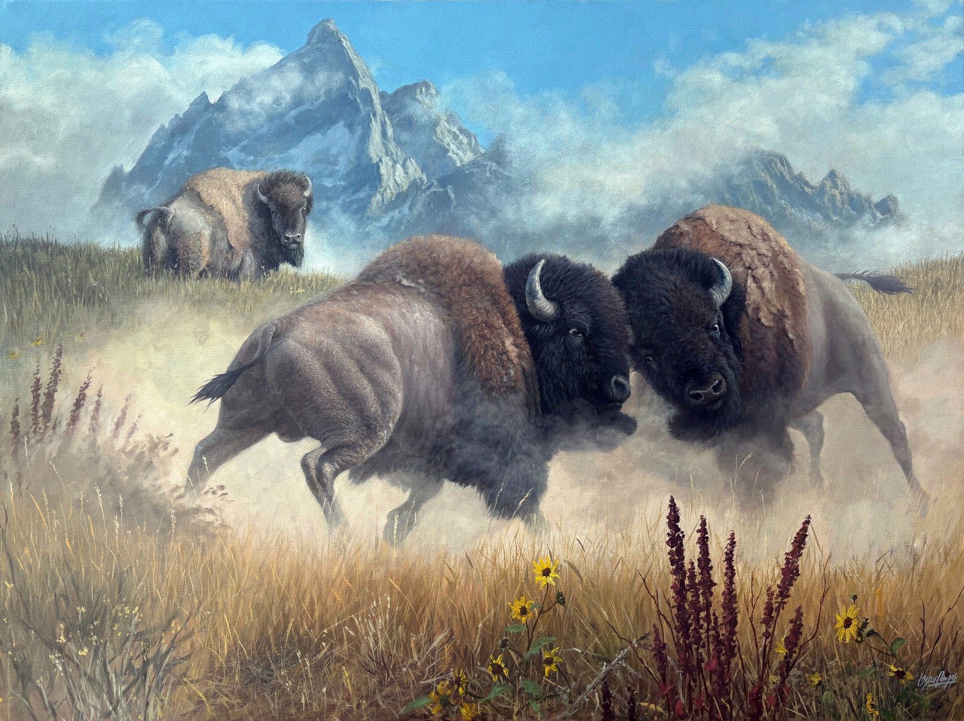 Battle in the Tetons by Oscar Campos | Wilcox Gallery