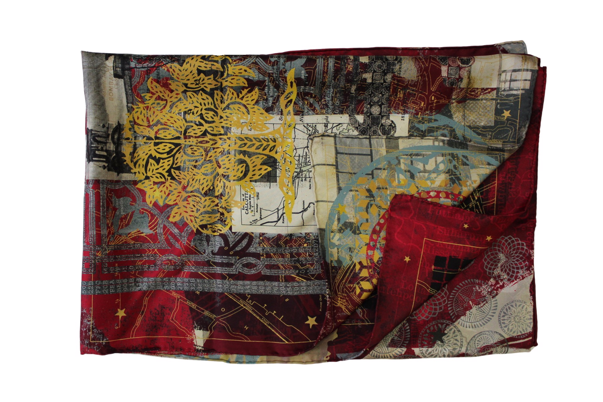 Square Silk Scarf Collection Wanderlust Crimson by Neil Bottle ...