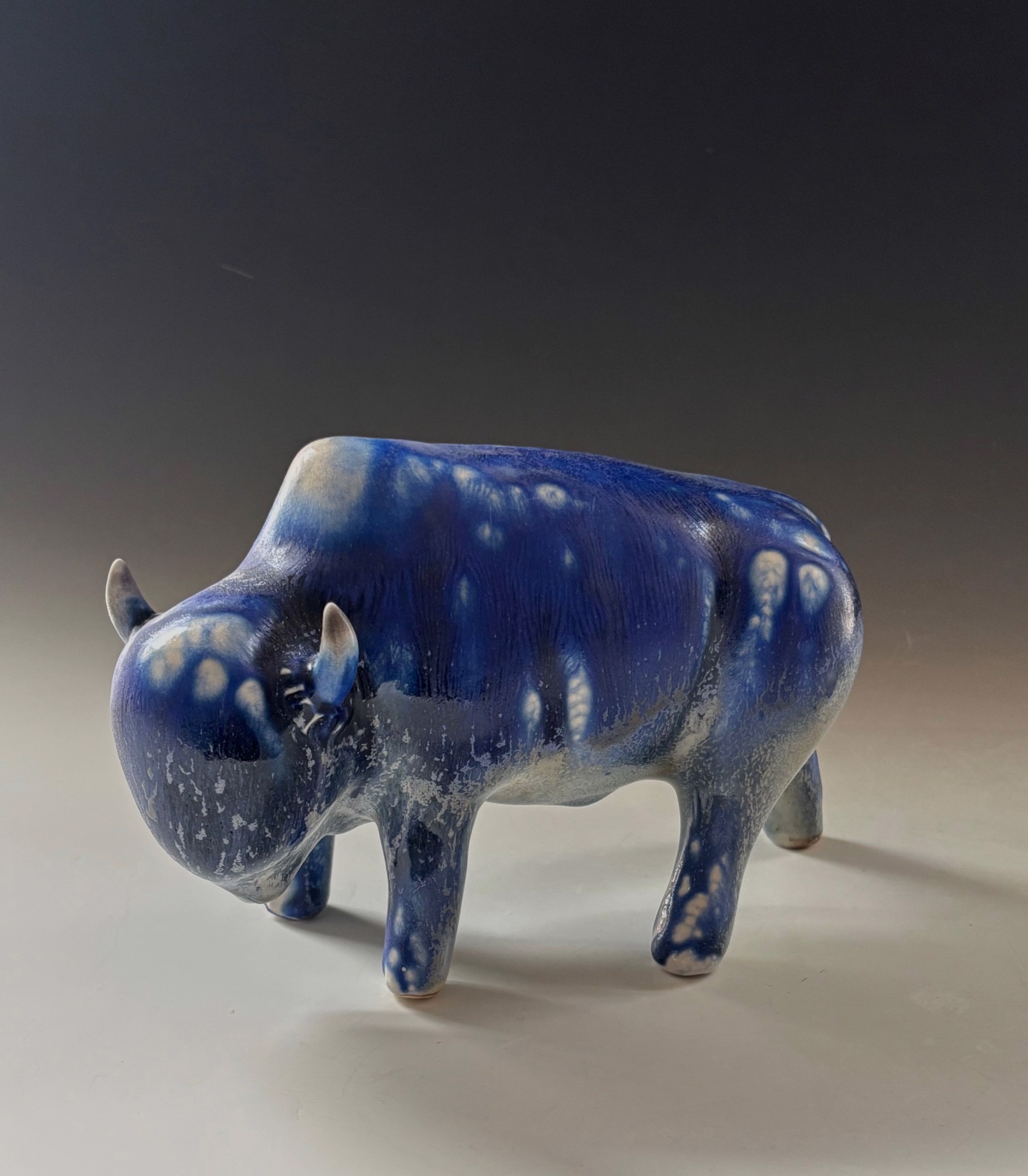 Half Size Smooth Bison Blue & White Left Facing by Brian Horsch ...