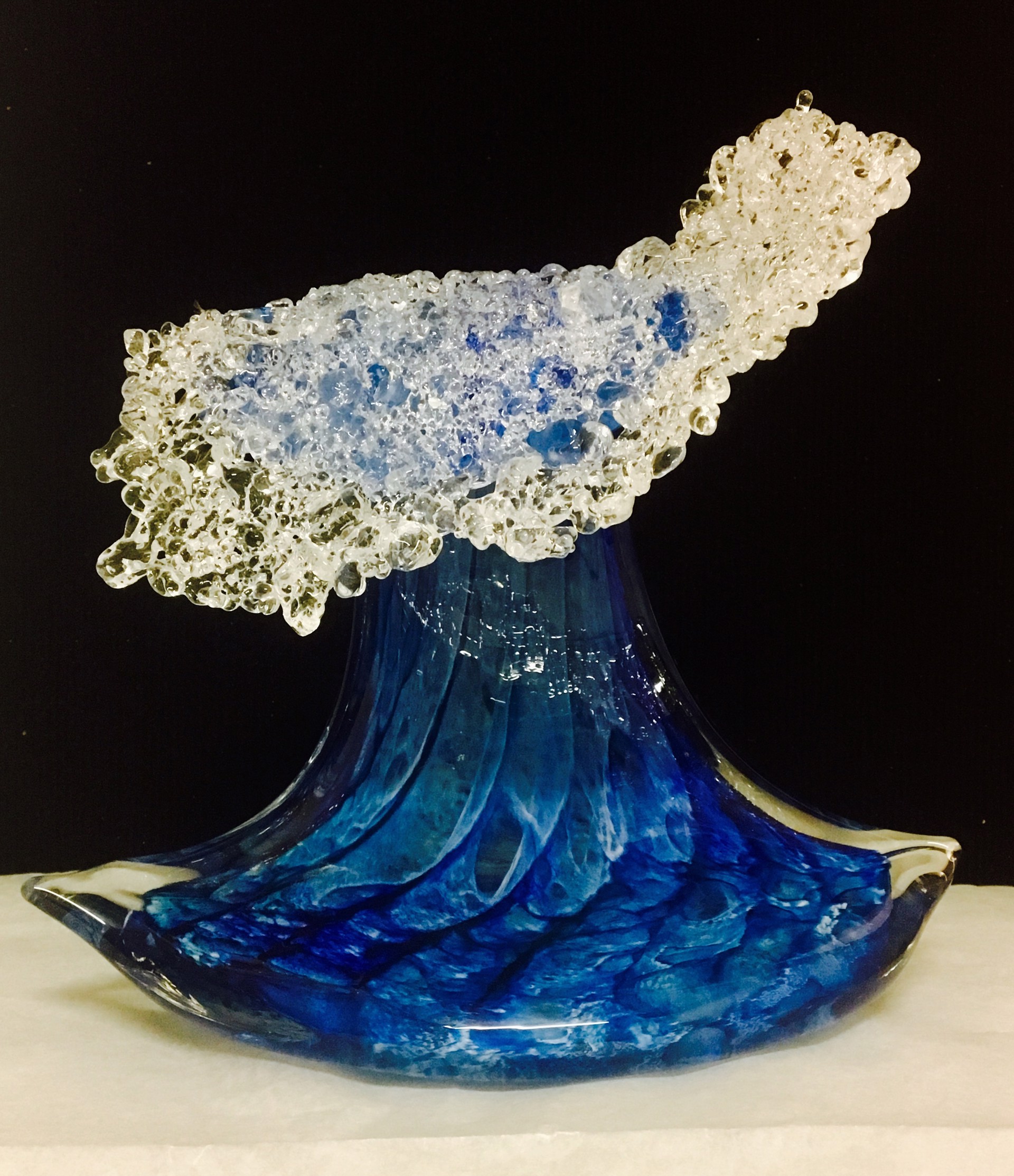 Wave (Sm Light Blue w/Green edge) by Makai Glass | Bill Wyland ...