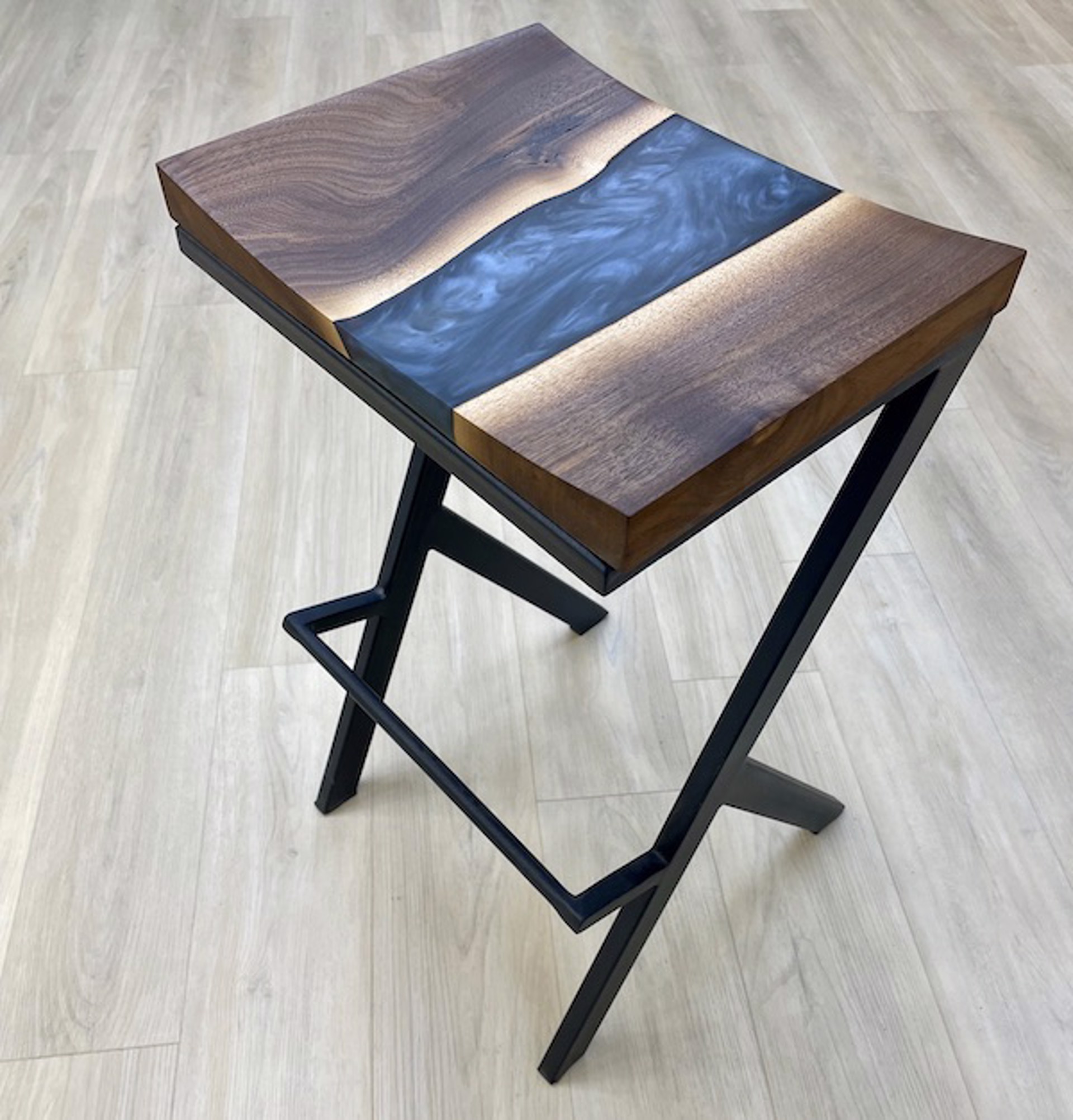 English Walnut Charcoal Resin Bar Stool by Benjamin McLaughlin ...