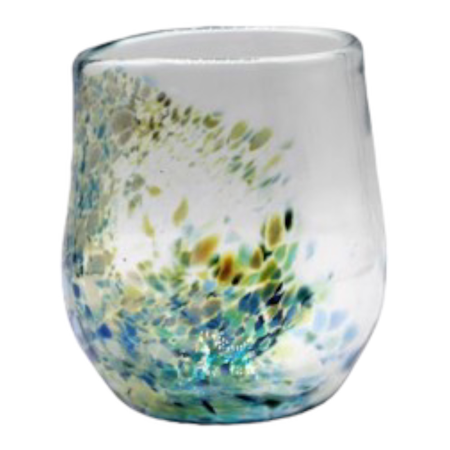 Rounded Bottom Hand Blown Glass Cup Blue By Katie Sisum Artcloud